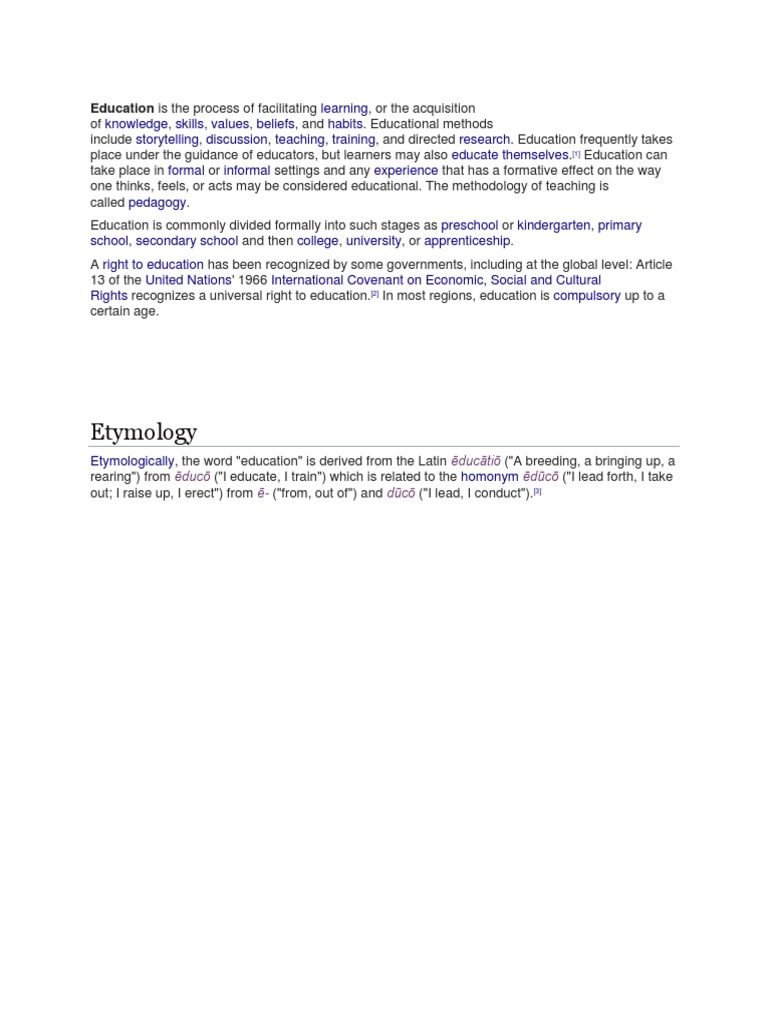 Etymology: Education Is The Process of Facilitating | PDF