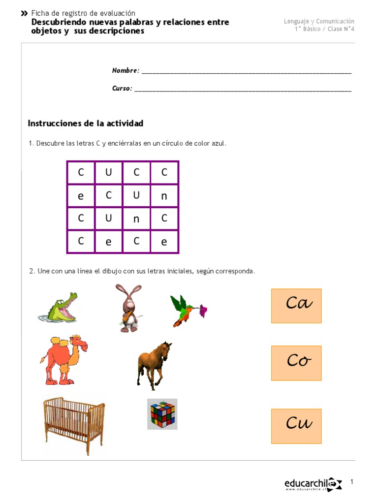 Actividad de Palabras con Ca, Co y Cu | PDF