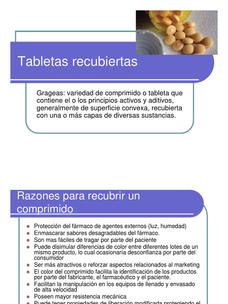 Tabletas Recubiertas | PDF | Tableta (Farmacia) | Revestimiento