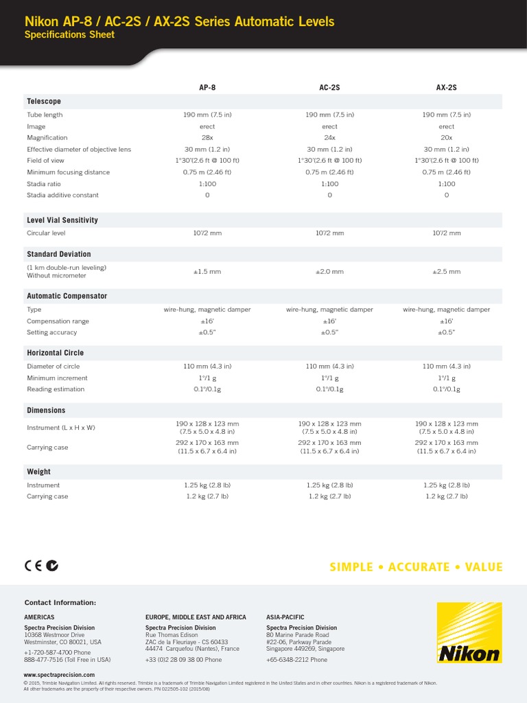 Nikon Auto Level Specifications | PDF
