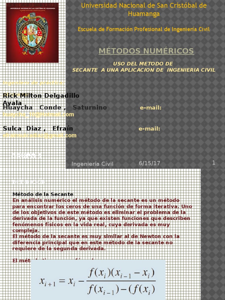 Metodos de Secante - Metodos Numericos | PDF | Análisis numérico | Derivado