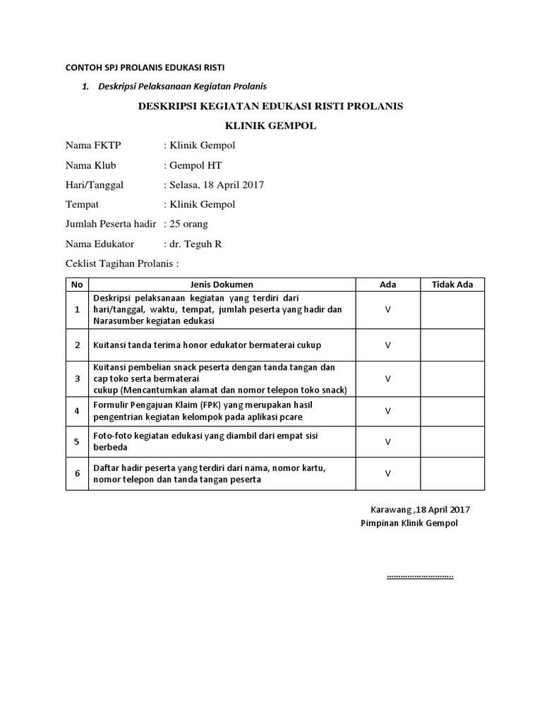 Contoh SPJ Prolanis | PDF