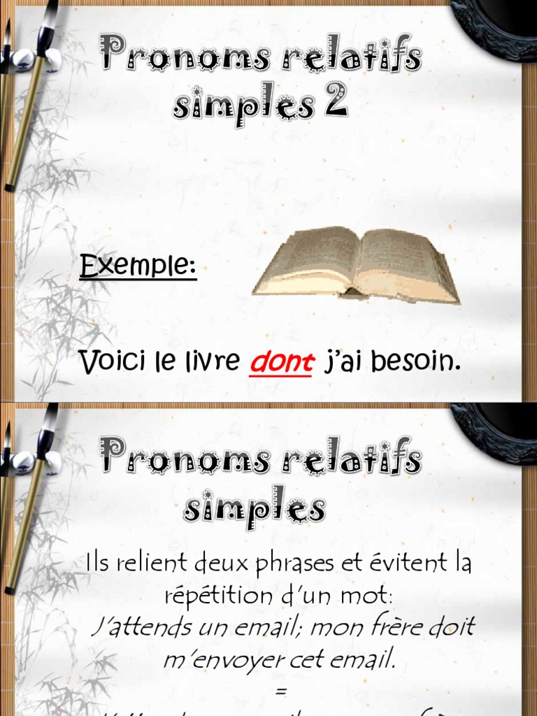 Pronoms Relatifs Simples 2 | PDF | Pronom | Phrase