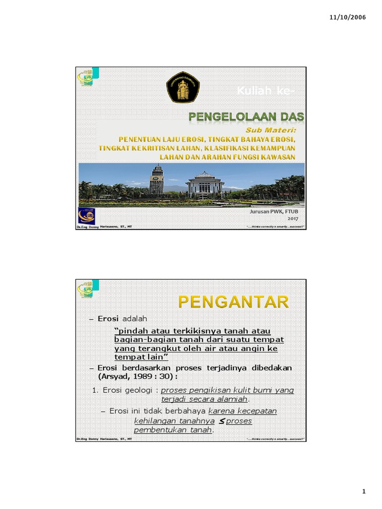 Penentuan Laju Erosi, TBE Dan Lahan Kritis (PWK) | PDF