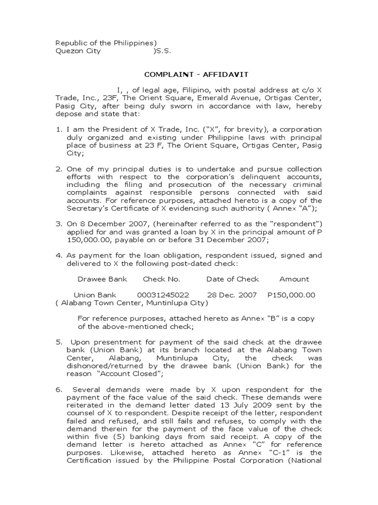 Bp 22 Complaint-Affidavit | Cheque | Common Law