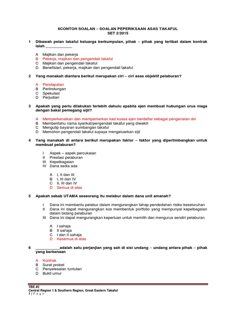 Contoh Soalan Tbe Set 2 | PDF