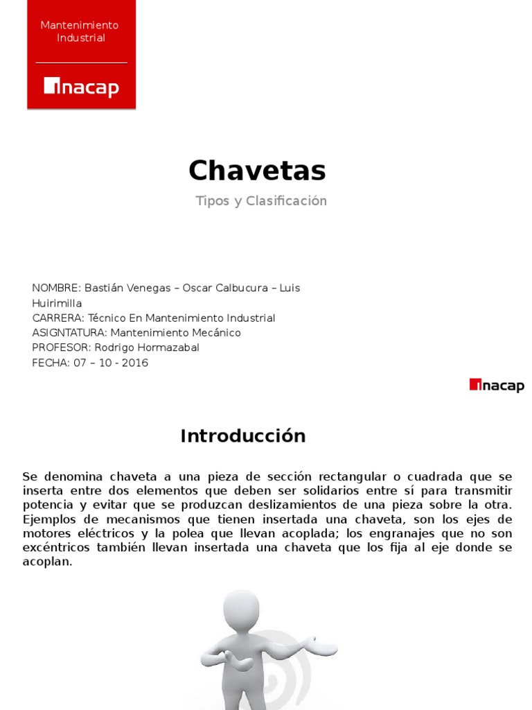 Tipos de Chavetas en Mantenimiento Industrial | PDF | Acero | Engranaje