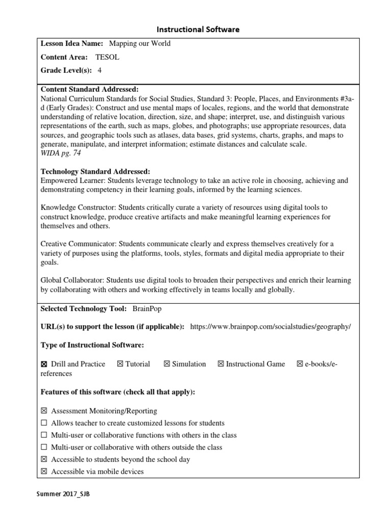 02 Instructional Software Lesson Idea Template 2017 1 | PDF | Teaching ...