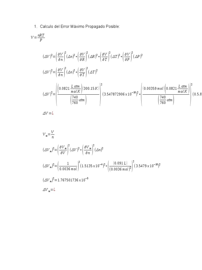 Calculo Del Error Máximo Propagado Posible | PDF
