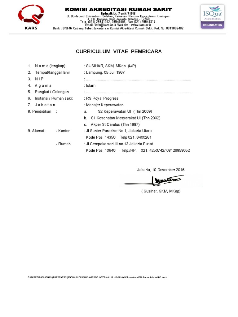 CV Pembicara (Susihar) | PDF