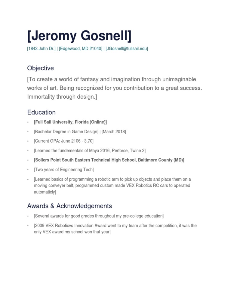 Resume Draft 1 | PDF