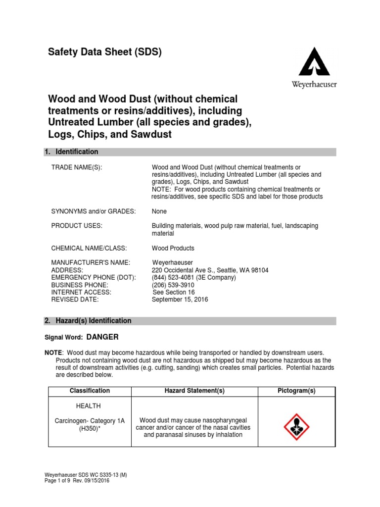 Msds Wood | PDF | Dangerous Goods | Combustion