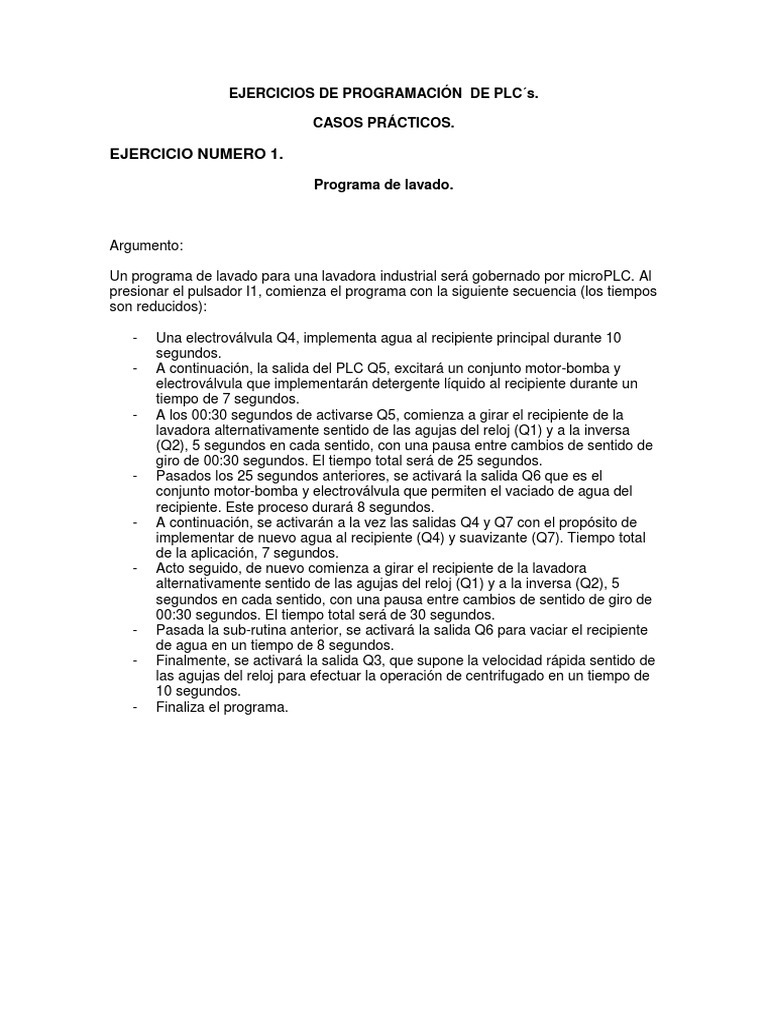 Ejercicios de Programación de PLC | PDF | Bomba | Science
