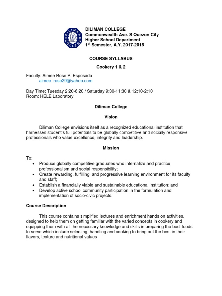 Cookery Course Outline | Download Free PDF | Soup | Cooking