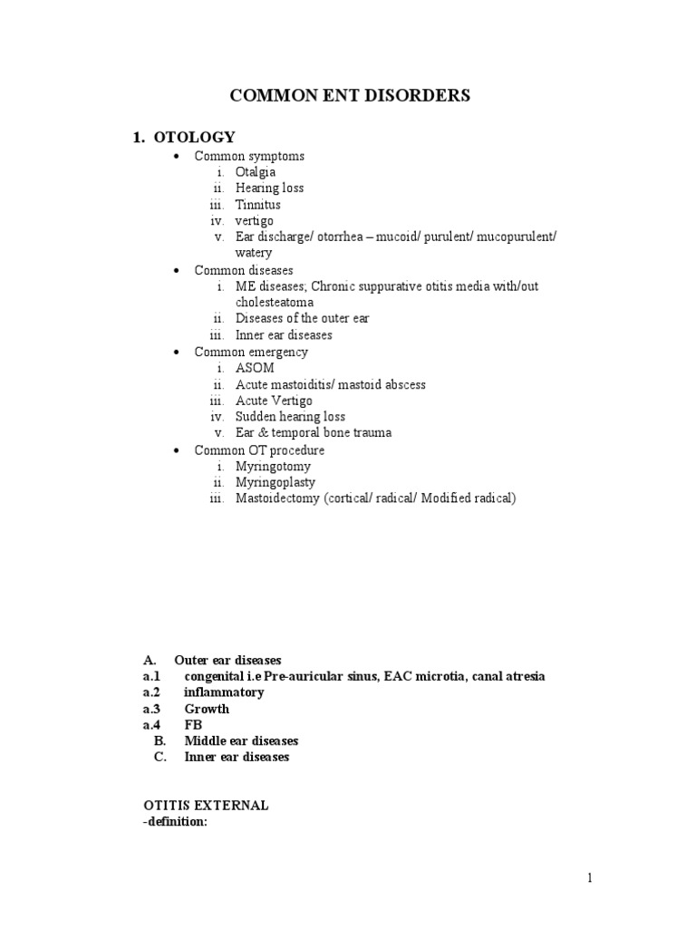 Common Ent Disorders | PDF | Allergy | Human Head And Neck