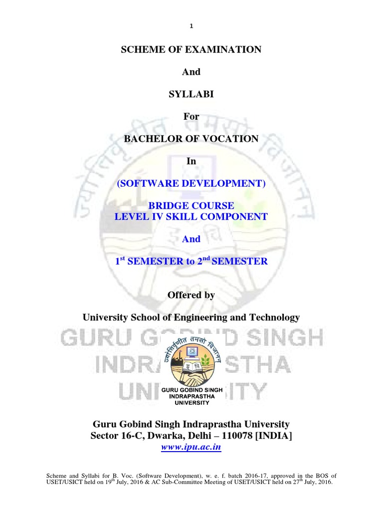 B.Voc Software Development Scheme & Syllabi | PDF | Computer Data ...