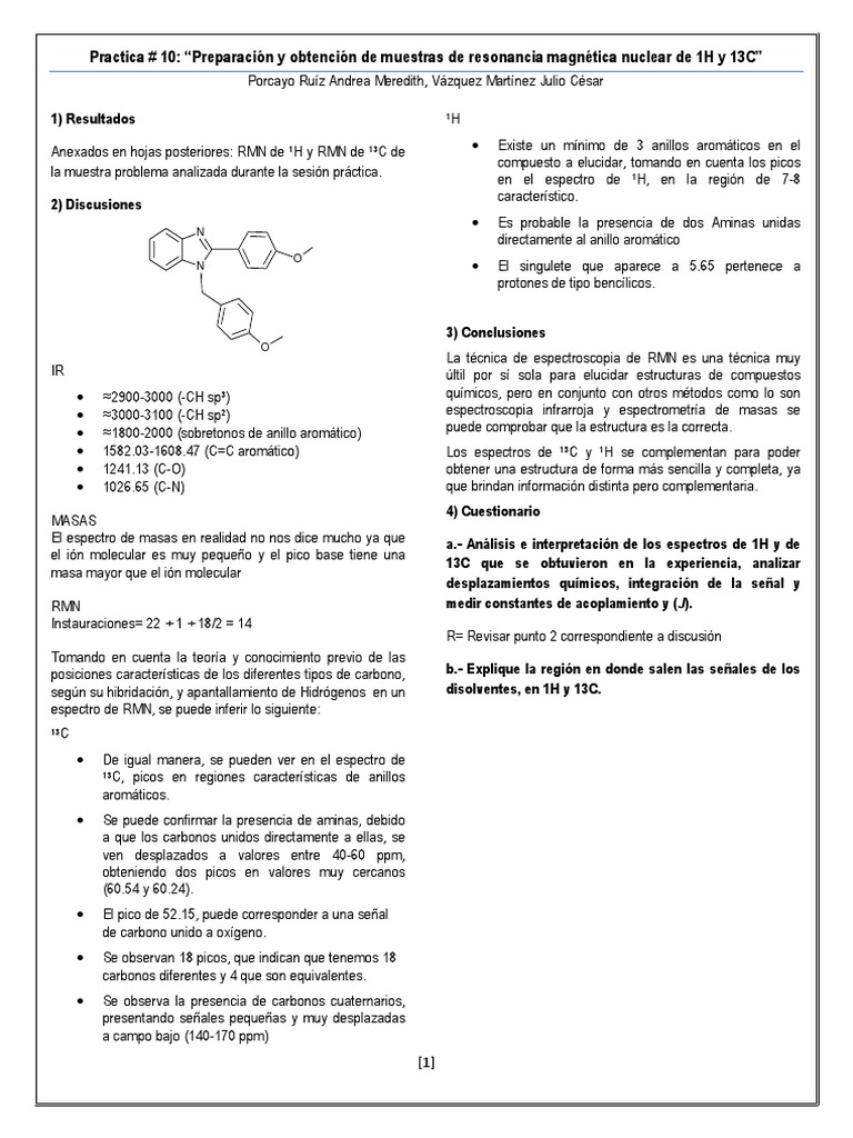 Métodos Pract 10 | PDF | Resonancia magnética nuclear | Aromaterapia