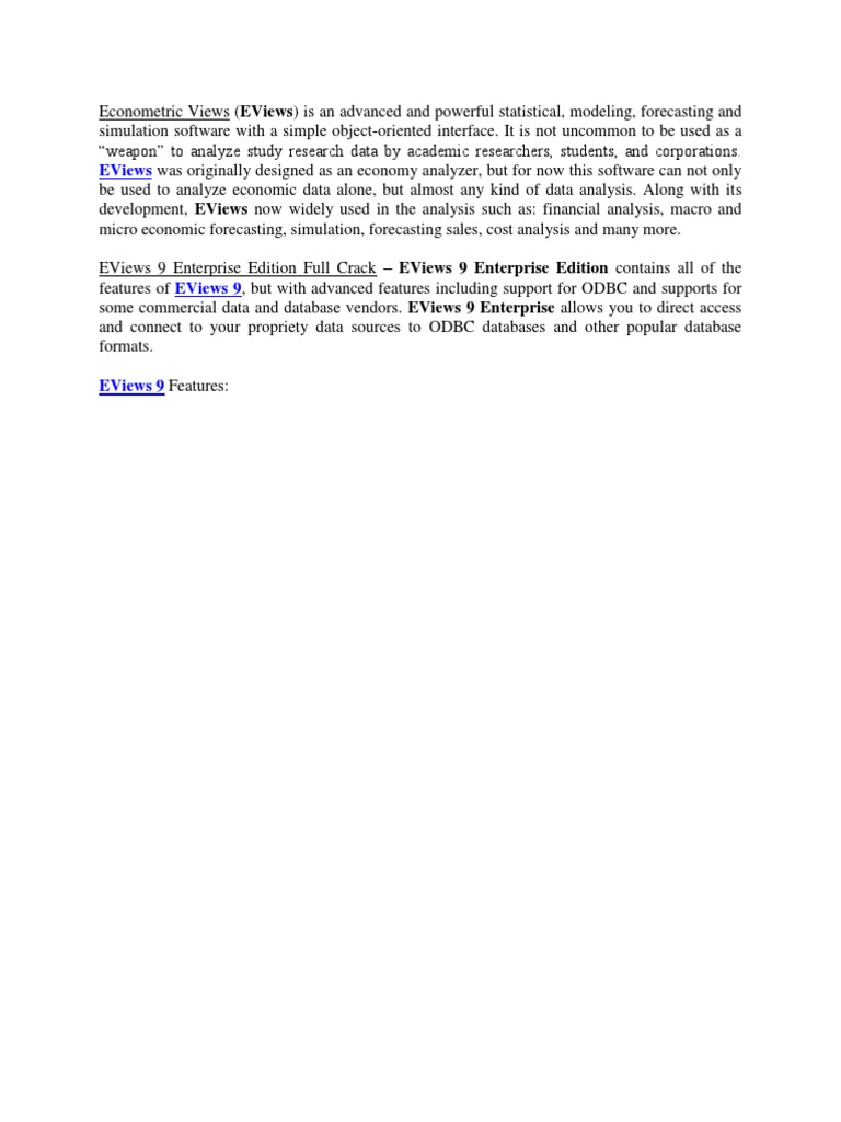 EViews Software Overview and Crack Info | PDF | Computers | Technology ...