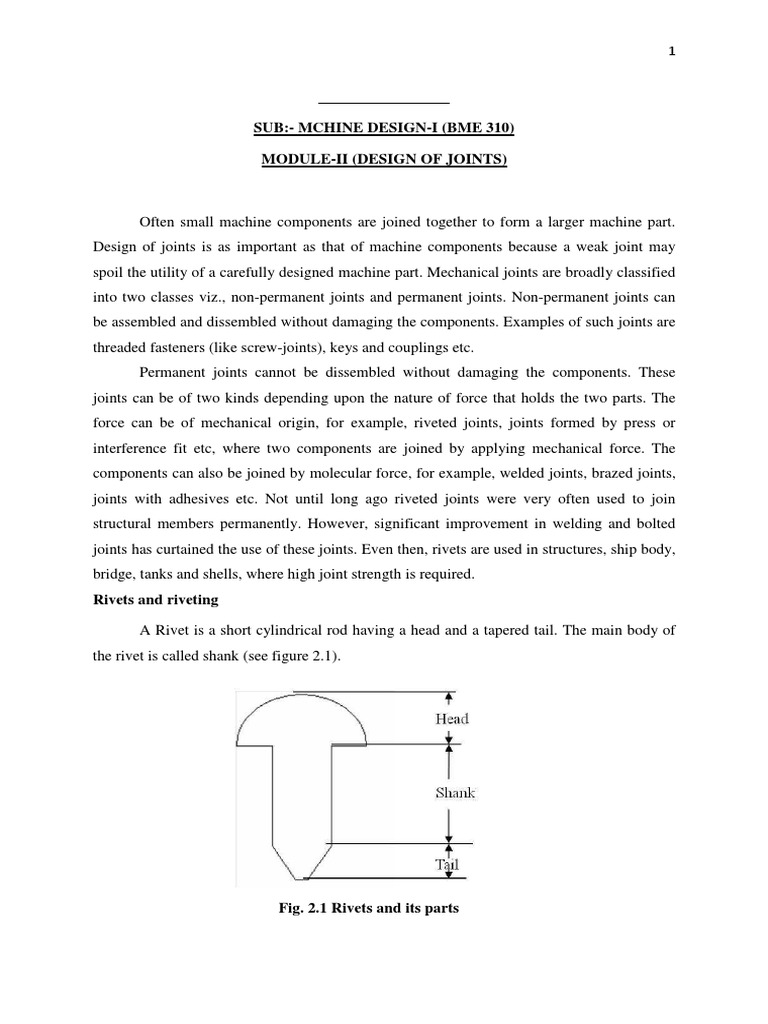 Machine Design-I and II Lecture Notes | PDF | Screw | Bending