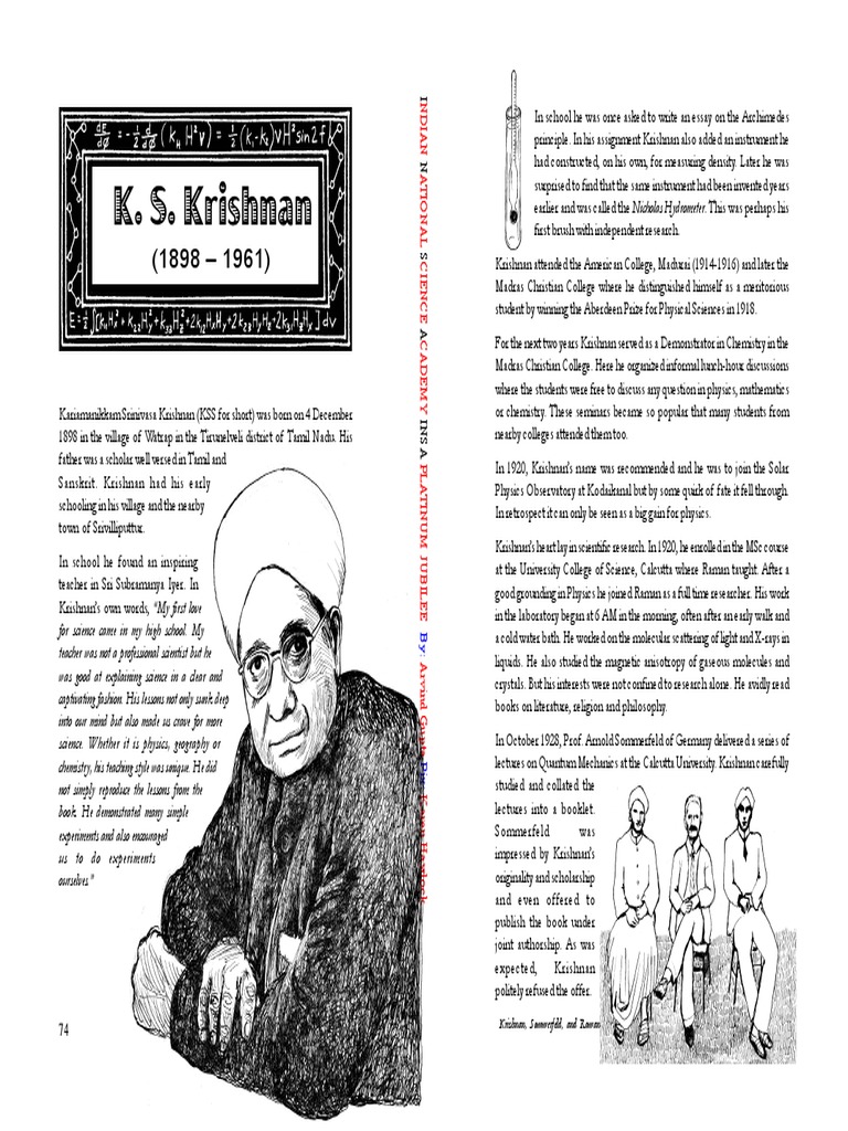 K. S. Krishnan: Krishnan, Sommerfeld, and Raman | PDF | Physical ...