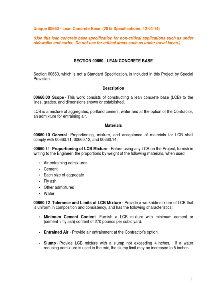 Lean Concrete Base | Concrete | Structural Engineering