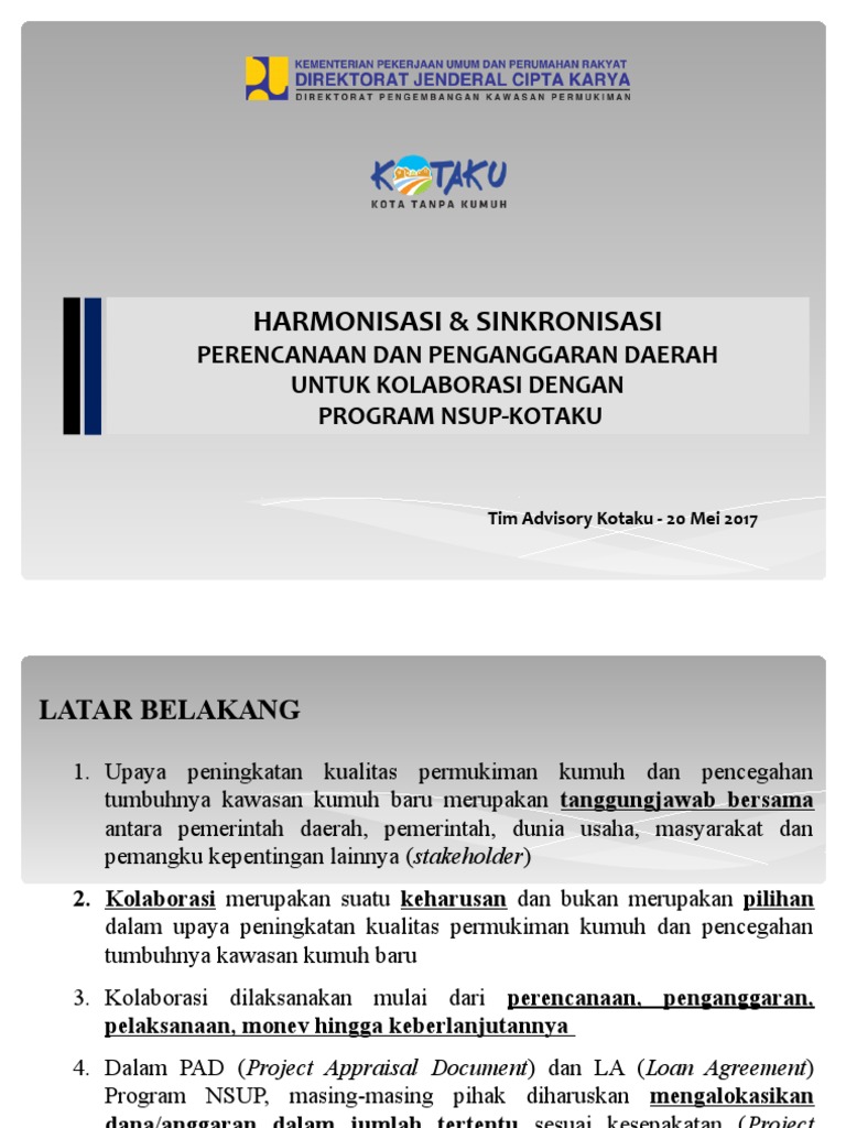 Harmonisasi Dan Sinkronisasi Perencanaan Daerah Untuk Kolaborasi Dengan ...