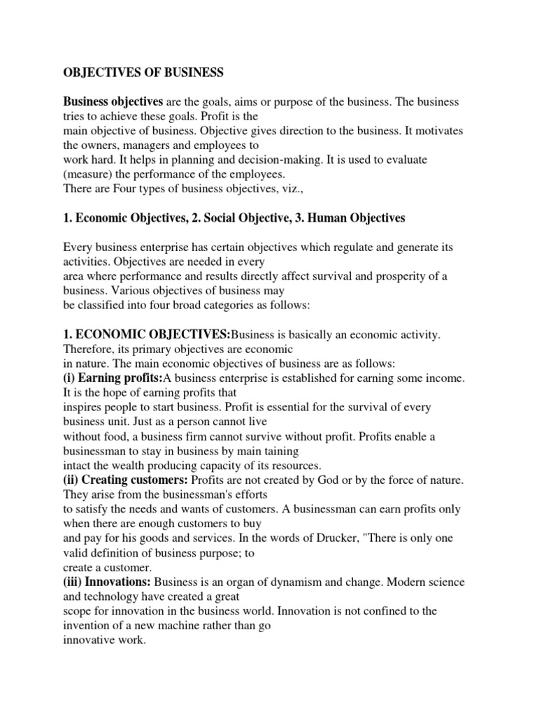 Objectives of Business | PDF | Profit (Accounting) | Employment