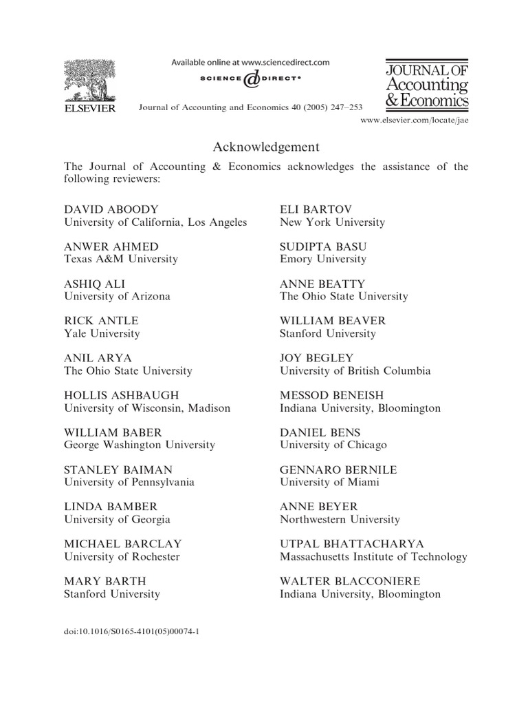 Article in Press: Acknowledgement | PDF | Educational Institutions ...