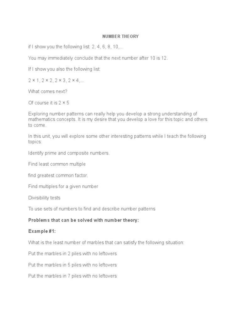 Number Theory: Problems That Can Be Solved With Number Theory: Example 