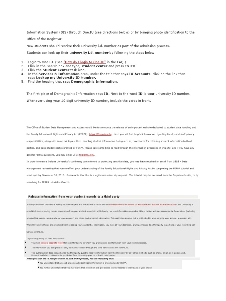 "How Do I Login To One - IU": Release Information From Your Student ...