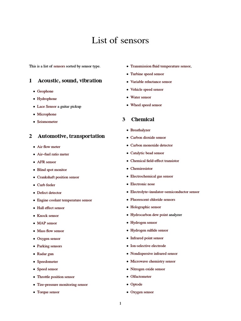 List of Sensors | PDF | Magnetometer | Interferometry