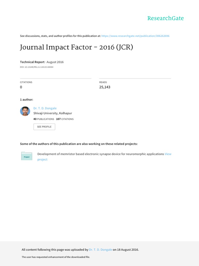 2016 Impact Factor (JCR) | Earth & Life Sciences | Biology