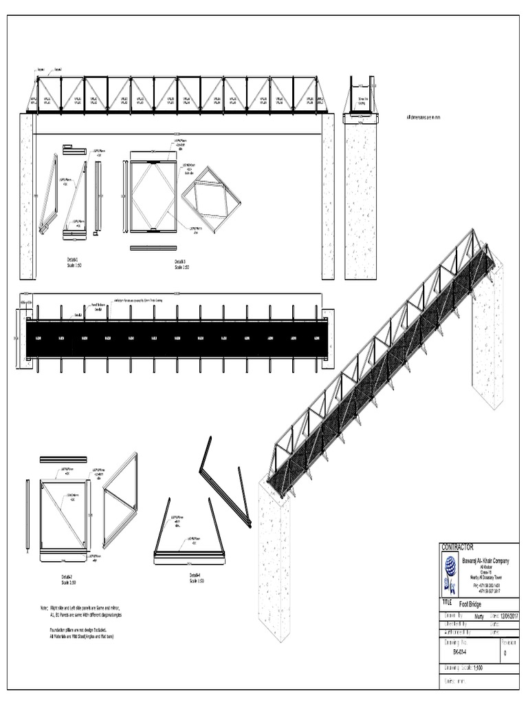 Foot Bridge Design - Cad Drawing | PDF