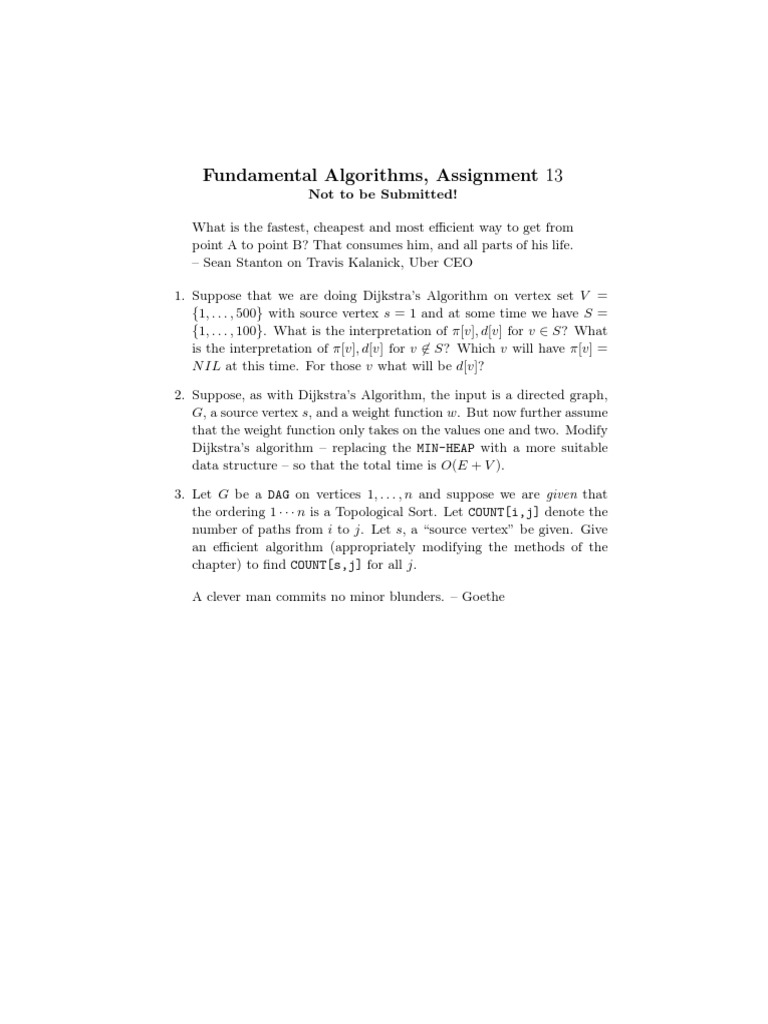 Fundamental Algorithms, Assignment 13 | PDF