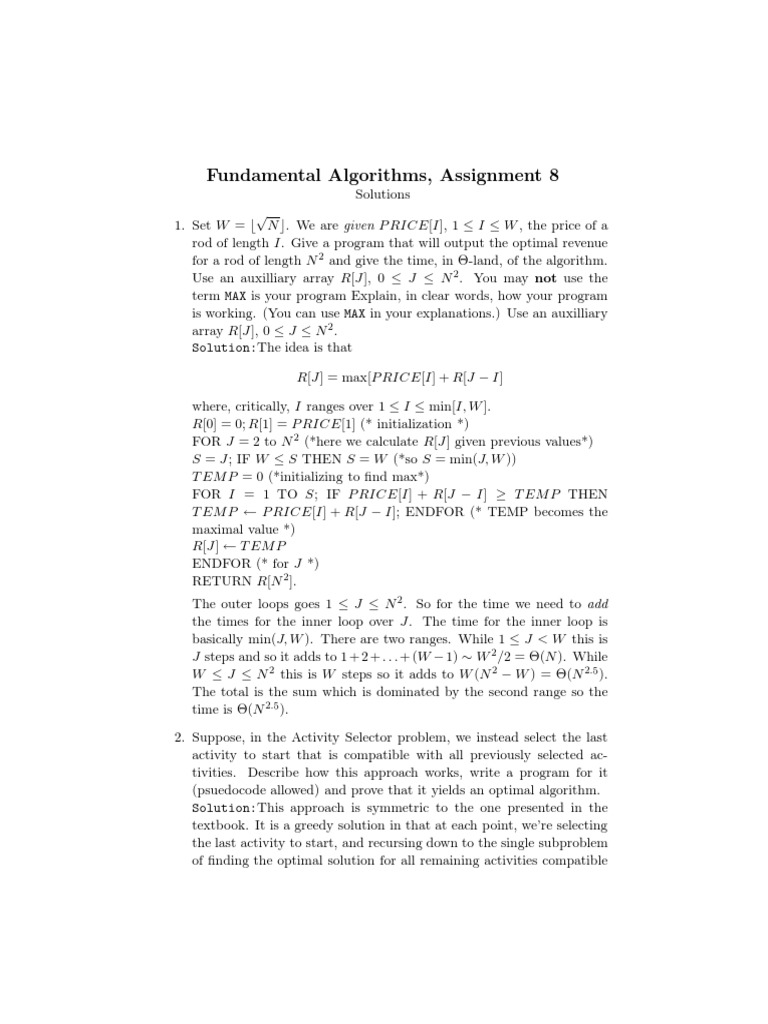 Fundamental Algorithms, Assignment 8 | PDF | Computer Science ...