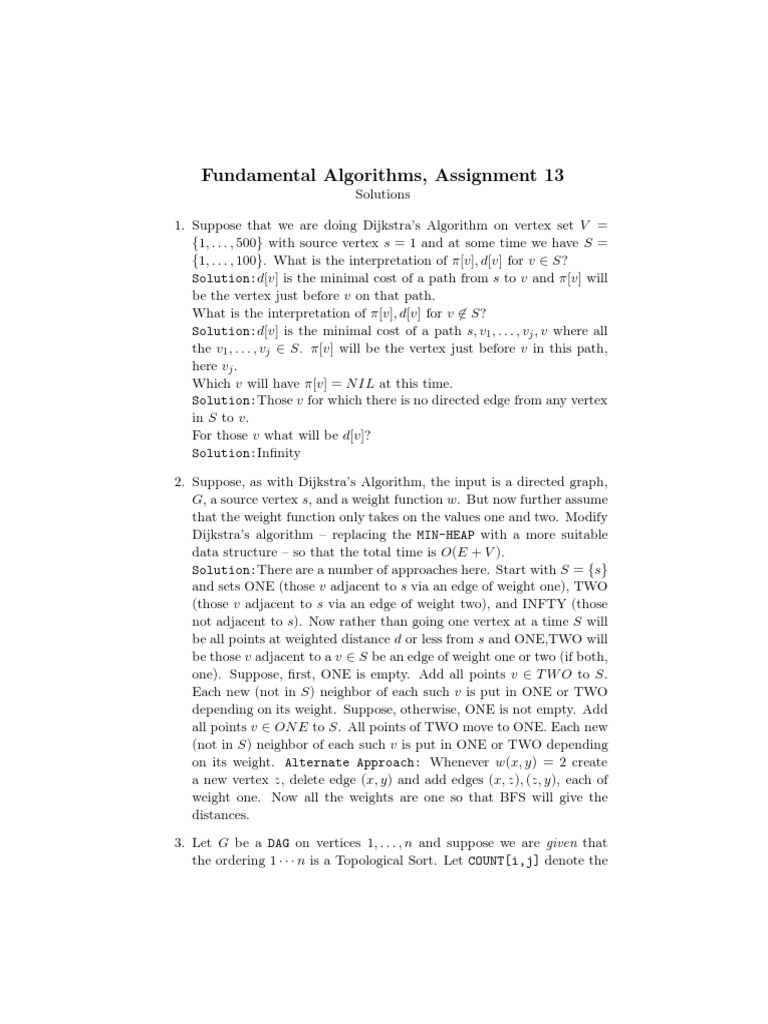Fundamental Algorithms, Assignment 13 | PDF | Algorithms | Mathematical Relations