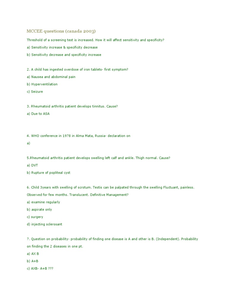 MCCEE Questions For IMGs | Download Free PDF | Peptic Ulcer | Hypertension