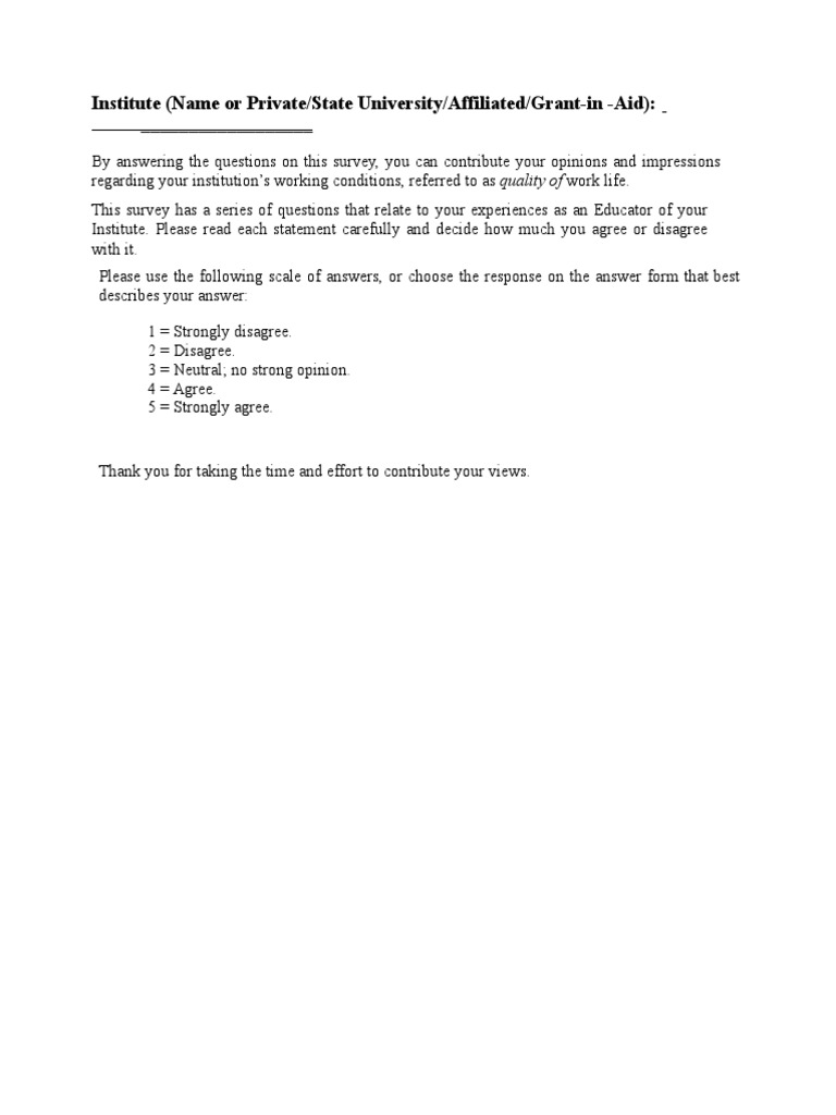 Questionnaire For AIMS | PDF | Goal | Survey Methodology