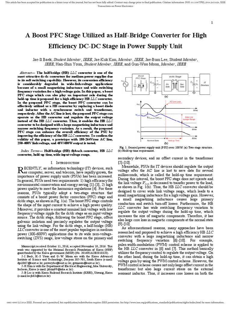 A Boo Ost PFC Effic C Stage Ciency D Utilized DC-DC S Dashal Stage in ...