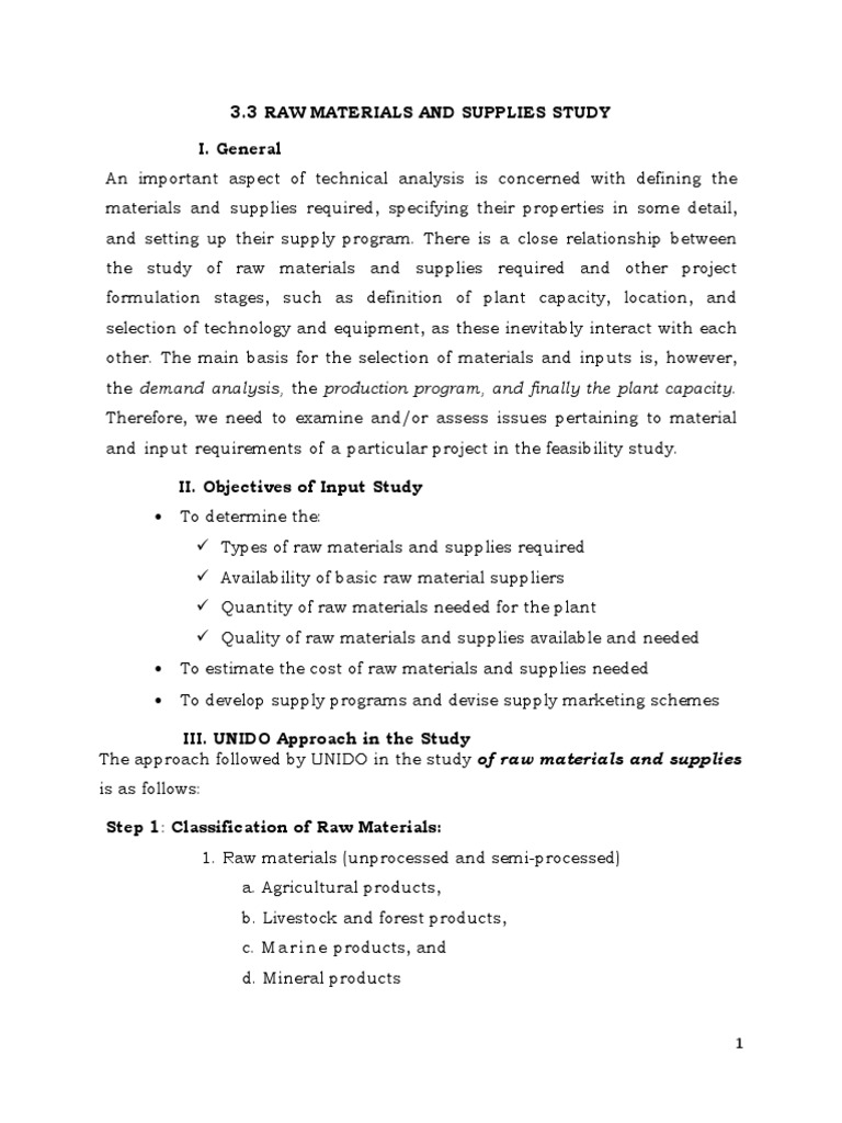 Raw Materials and Supplies Study | PDF | Supply Chain | Factors Of ...