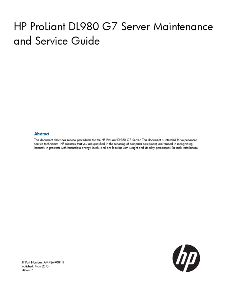 HP ProLiant DL980 G7 Server Maintenance and Service Guide - Neu | PDF ...