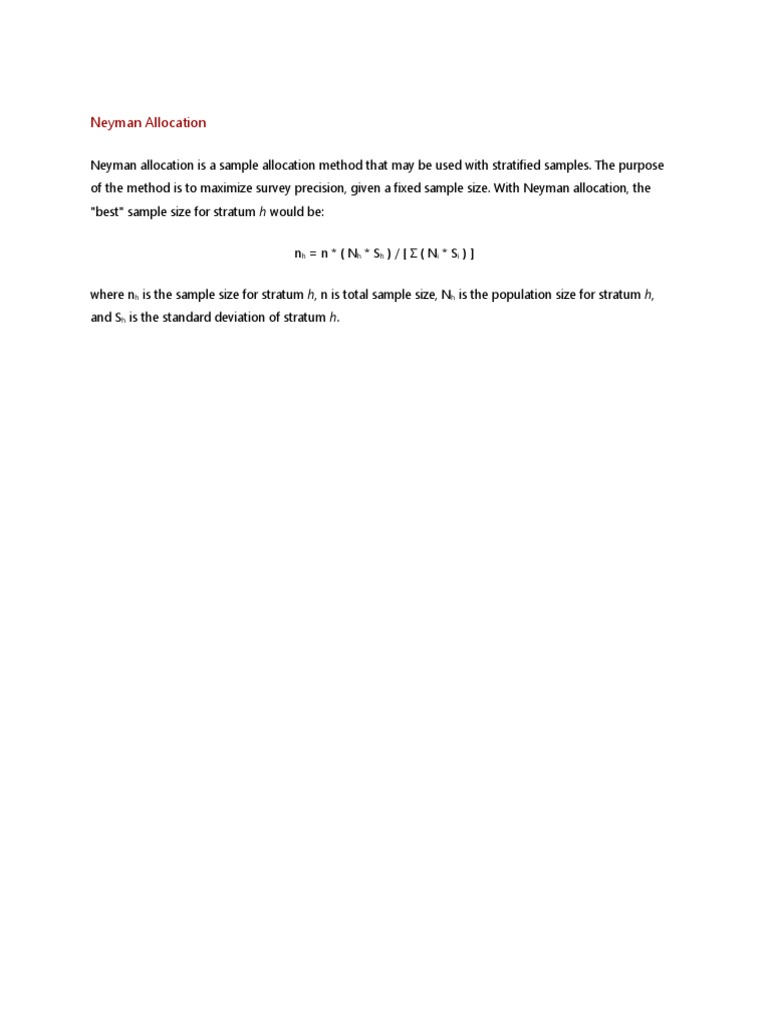 Neyman Allocation H H H I I Pdf 