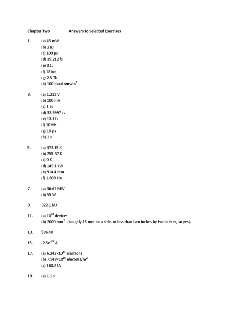 Chapter Two Answers To Selected Exercises | PDF