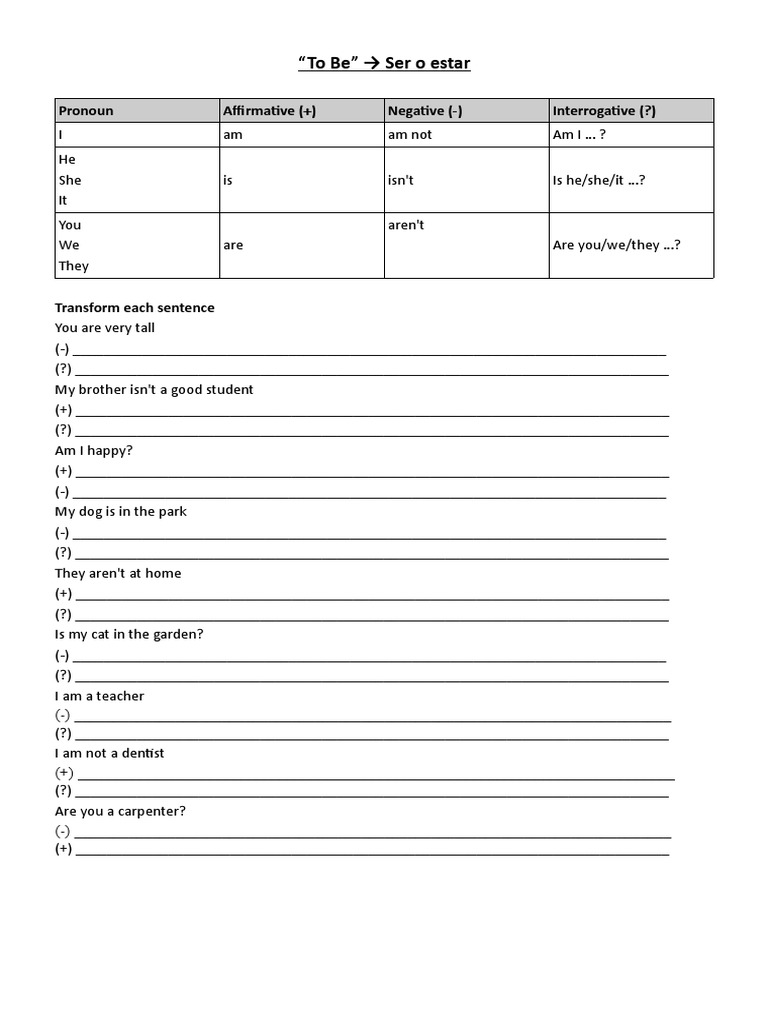 To Be Present Simple Have Got | PDF