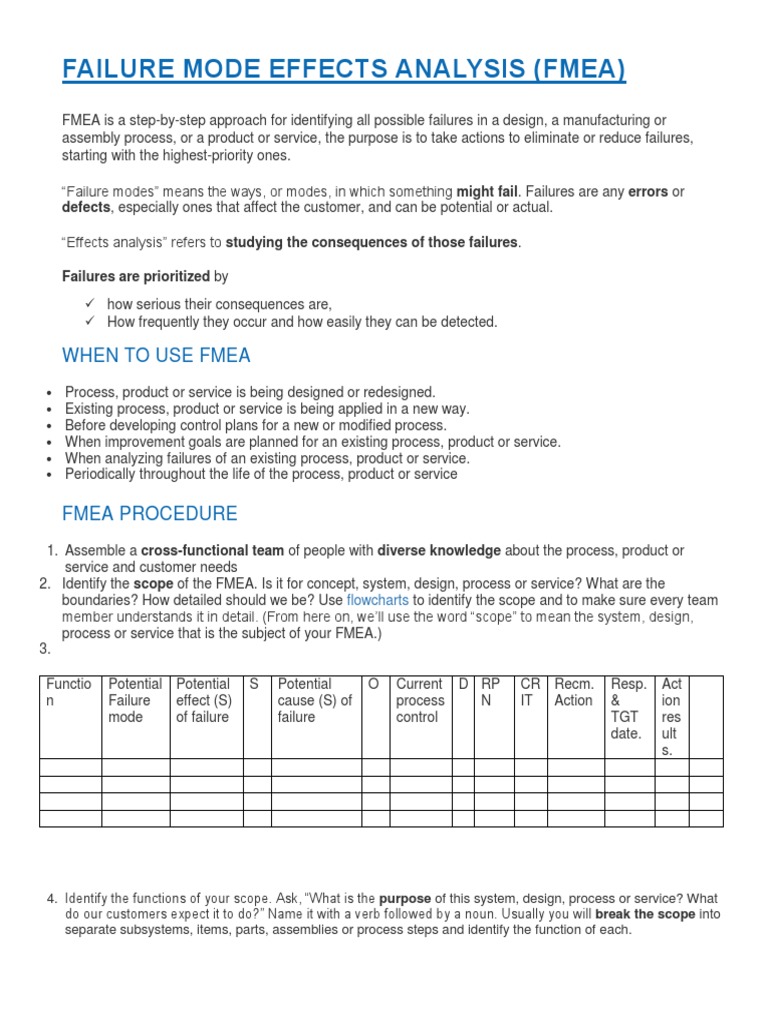 Failure Mode Effects Analysis | PDF | Business | Cognition