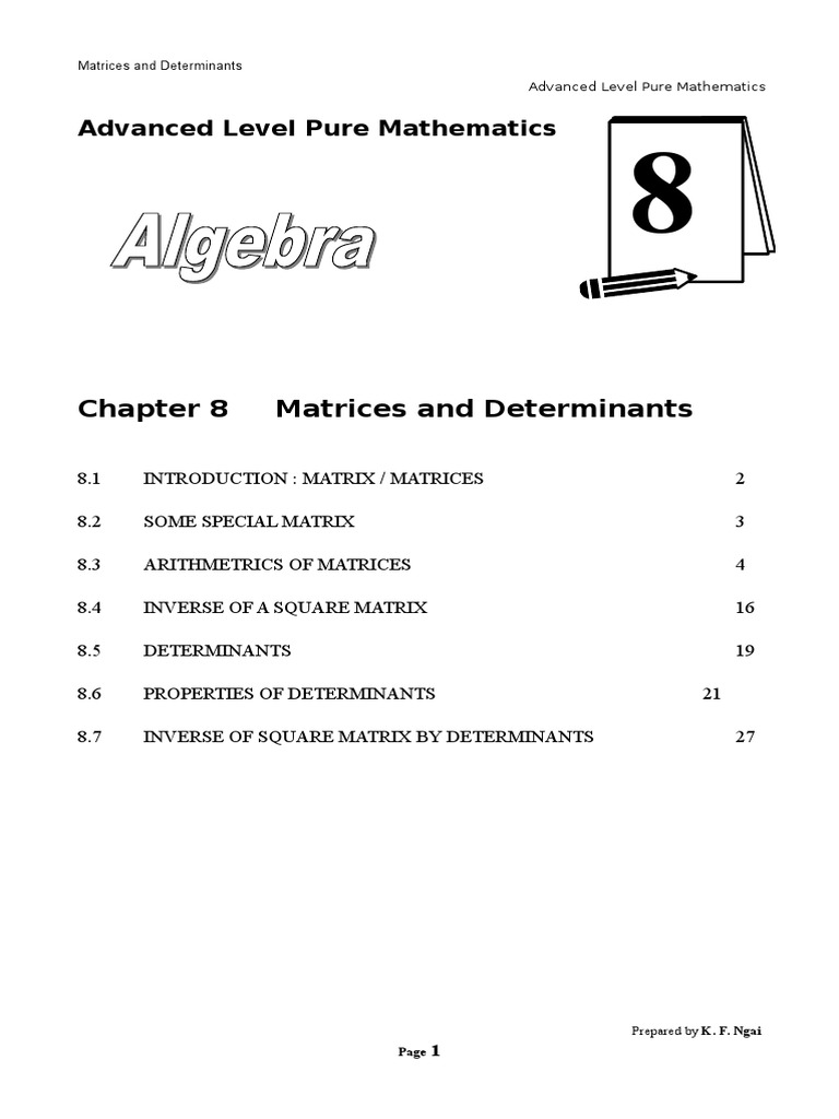 Matrices and Determinants | PDF | Determinant | Matrix (Mathematics)