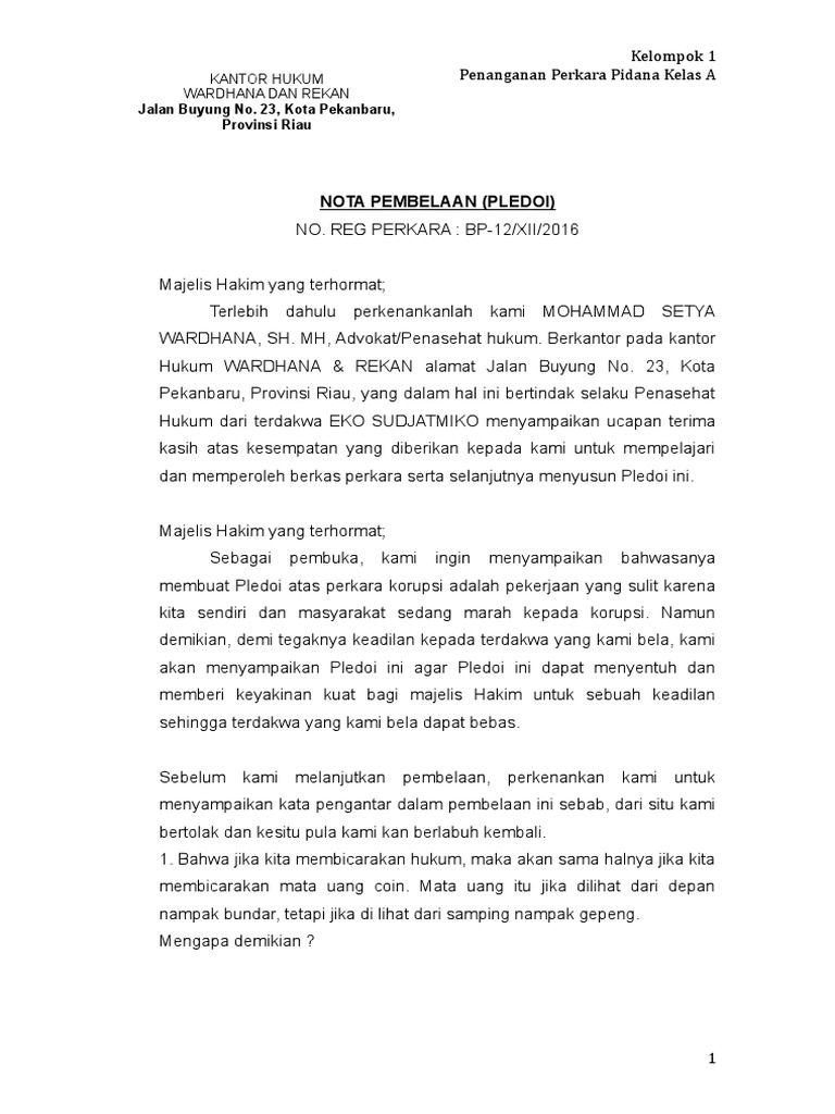 Contoh PLEDOI | PDF
