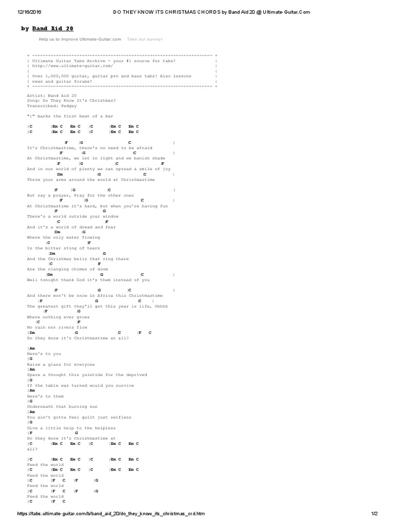 Do They Know It's Christmas? Chords | PDF | Christmas | Leisure