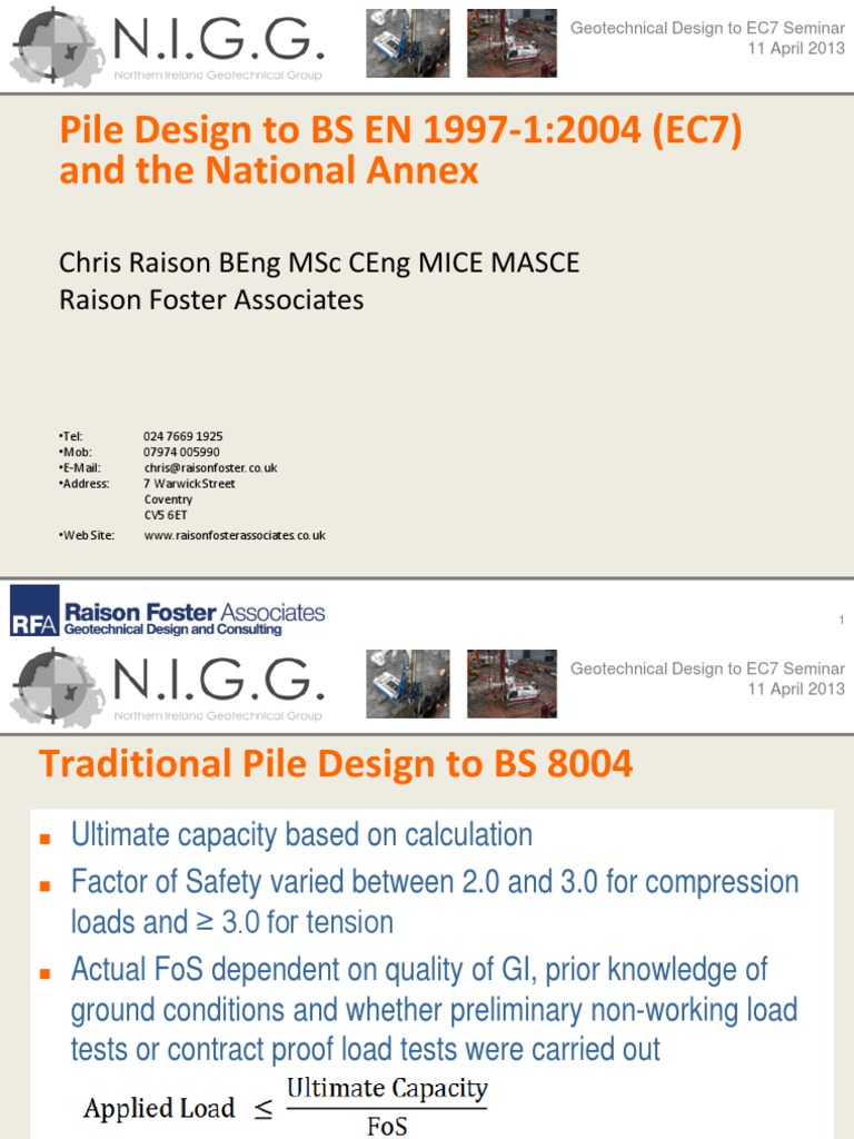 Pile Design To BS EN 1997-1:2004 (EC7) and The National Annex | PDF | Geotechnical Engineering ...