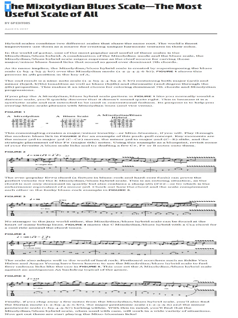 The Mixolydian Blues Scale Major Minor Pent With b5 | PDF